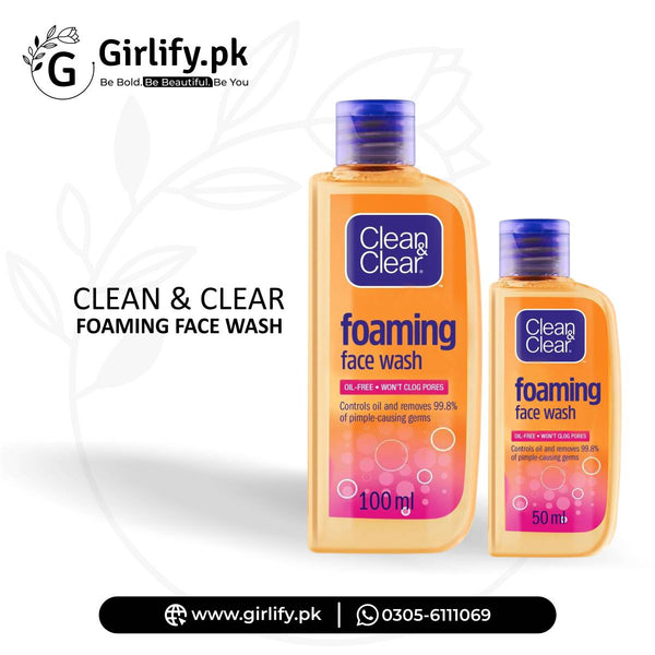 Clean & Clear Face Wash – Oil-Free Acne Cleanser (50ml) – Girlify Pakistan